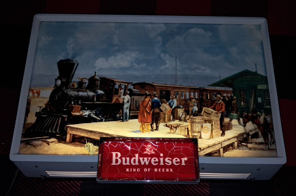 Ultra Rare Vintage 1950s Budweiser Beer Lighted Sign Old West Train ...