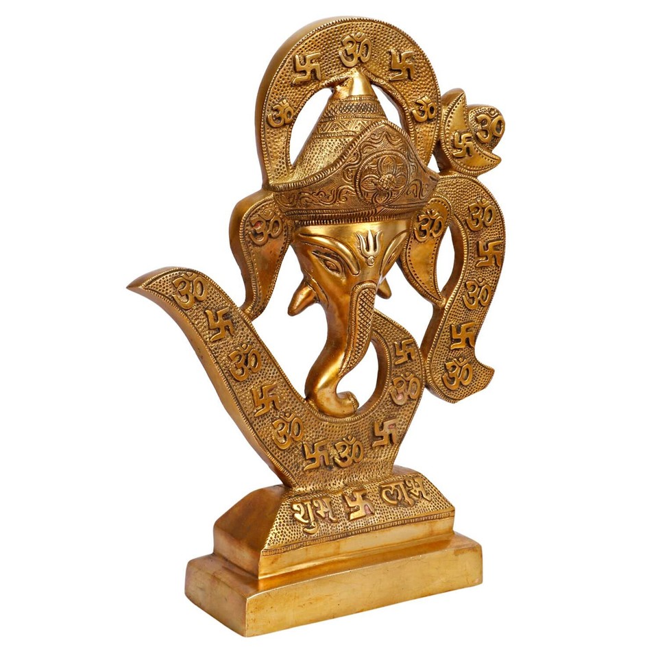 Indian Traditional Brass Ganesha Face On Om With Shub Labh A183 | eBay