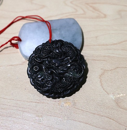 Black Jade Dragon with Coins-Pendant-Amulet-Charm | eBay