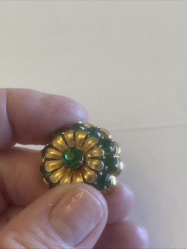 Vintage Barclay Green Rhinestone Gold Tone Art Deco Pin 1” Signed | eBay