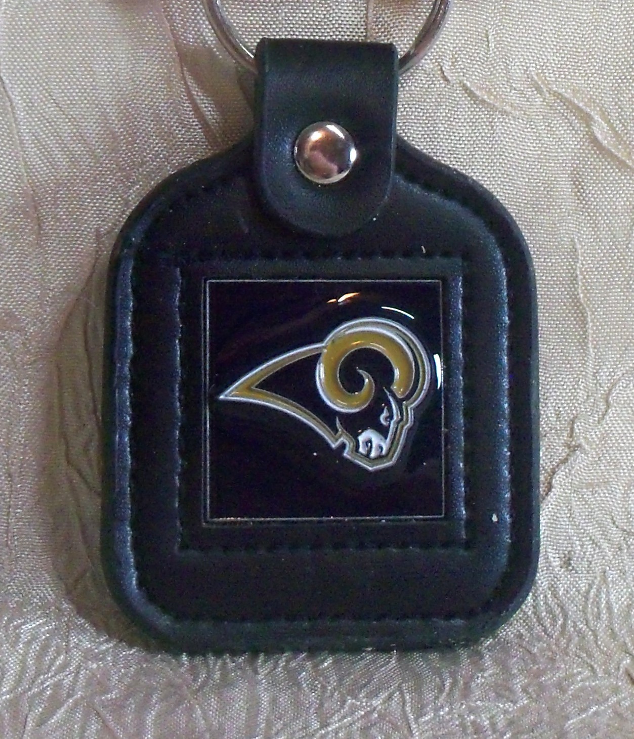 Los Angeles Rams Square Leather Key Ring with Pewter Logo Keychain New ...