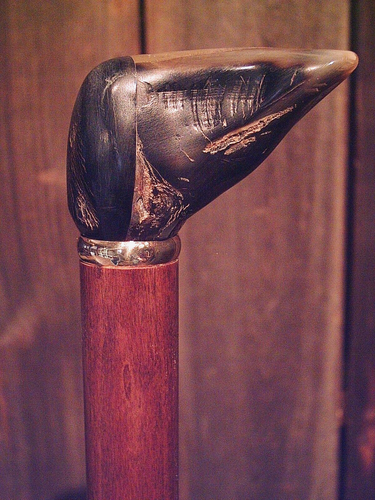 ELK HOOVE & BLACK WATER BUFFALO handle custom walking stick cane CHERRY ...