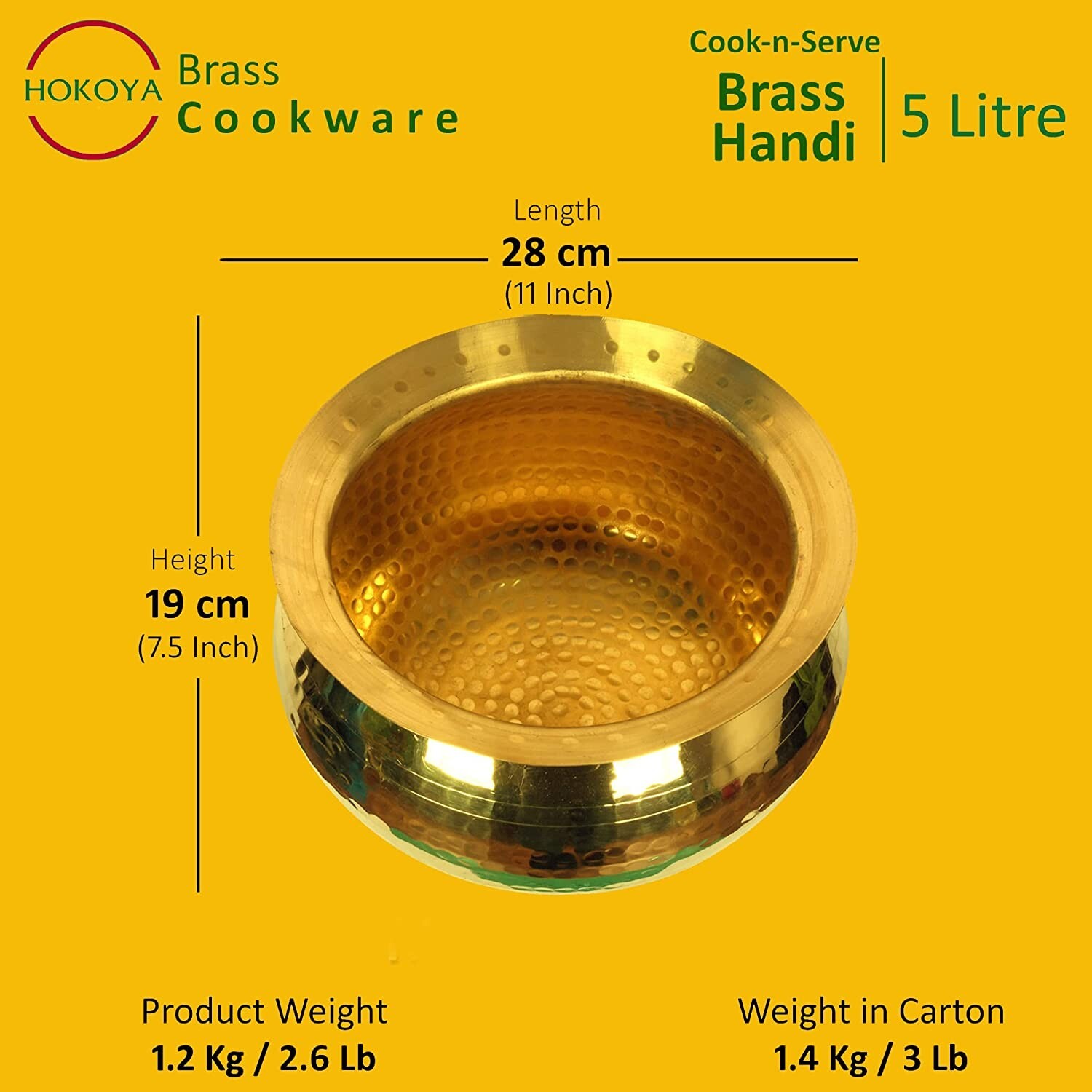 Brass Handi for Cooking 5 Litre Capacity Shiny and Sturdy For Home ...