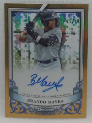 2024 Bowman Sterling Brando Mayea /50 AUTO GOLD New York Yankees NYY PA ...