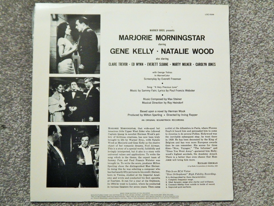 MARJORIE MORNINGSTAR(AUSTRALIA RS 1958 MUSIC MAX STEINER) MINT ...