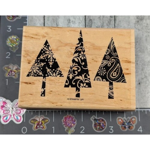 Stampin' Up! Trees Row Etched Flourish Evergreen Pine Rubber Stamp Wood ...