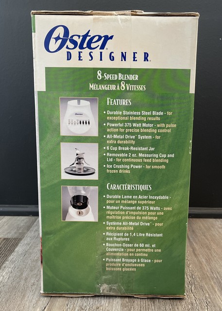 Vintage Oster Osterizer 8 Speed White Blender 6Cup Ice Crusher 1997 ...