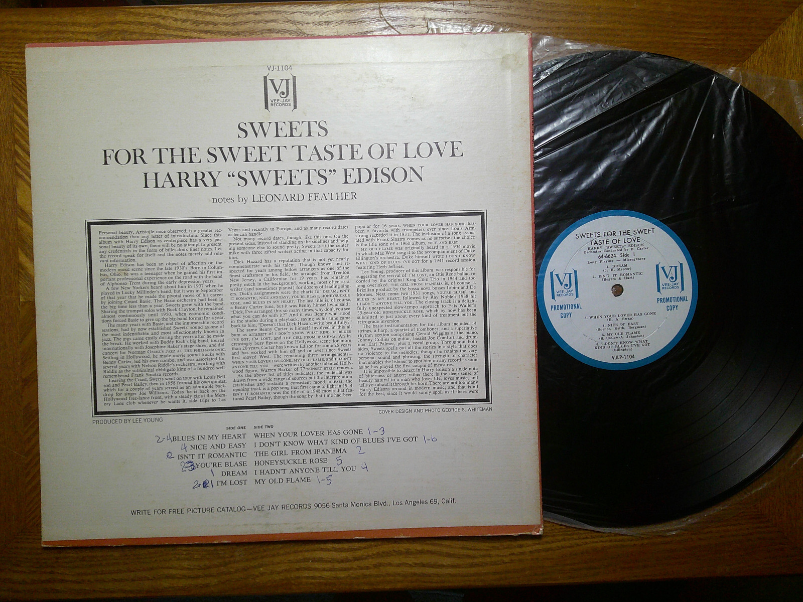 PROMO VEE JAY LP RECORD/HARRY SWEETS EDISON/SWEETS FOR THE SWEET TASTE ...