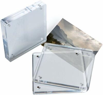 Set of 2 Acrylic Picture Frames, Double Sided Frames, 4x4 Picture Frame ...