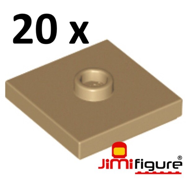 NEW 20 x LEGO 2x2 Modified Plate 1 Stud in Centre Jumper Dark Tan 87580 ...