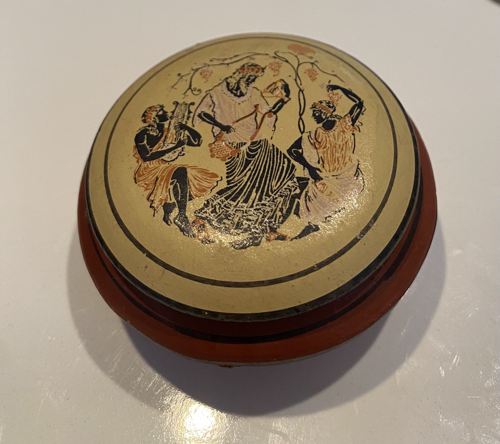 ️ ️Vtg Pottery Trinket Box Copy Of Corinthian Period 550BC Copy Ancient ...