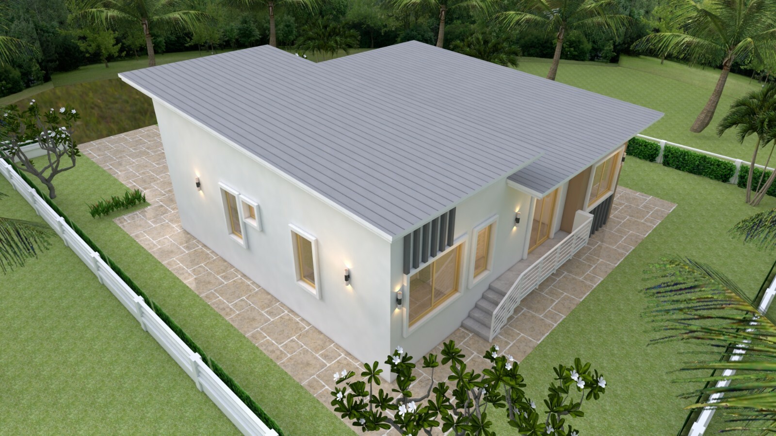 House Plan 12x12 Meter 39x39 Feet 4 Beds 2 Baths Shed Roof PDF (A4 Hard ...