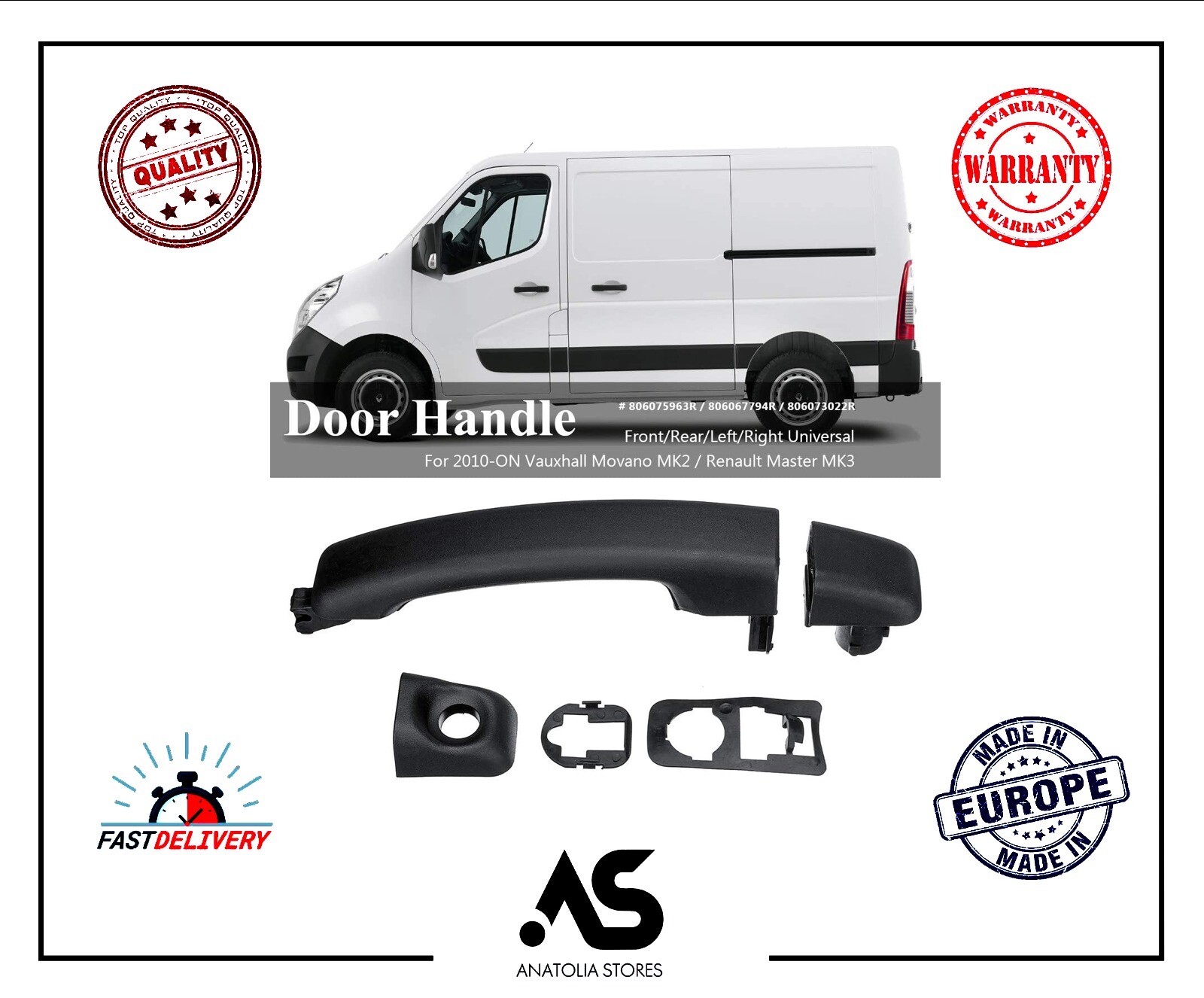 DOOR HANDLE FOR VAUXHALL MOVANO MK2 ONLY 2.3 CDTI 2010 ON ALL DOORS ...