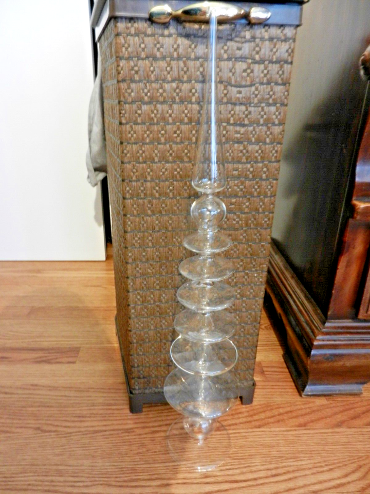 Clear Art Glass Finial 6-TIER 24" TALL FLAT BOTTOM BASE | eBay