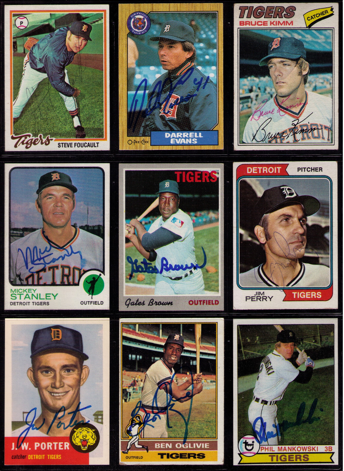 Detroit Tigers SIGNED Group 9ct Topps Mickey Stanley Gates Brown ...