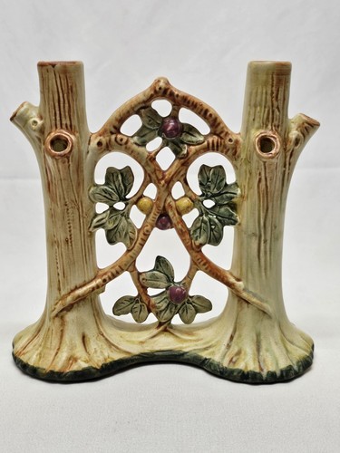 Antique 1920s Weller Pottery Woodcraft Apple Tree 8 In Double Bud Vase ...