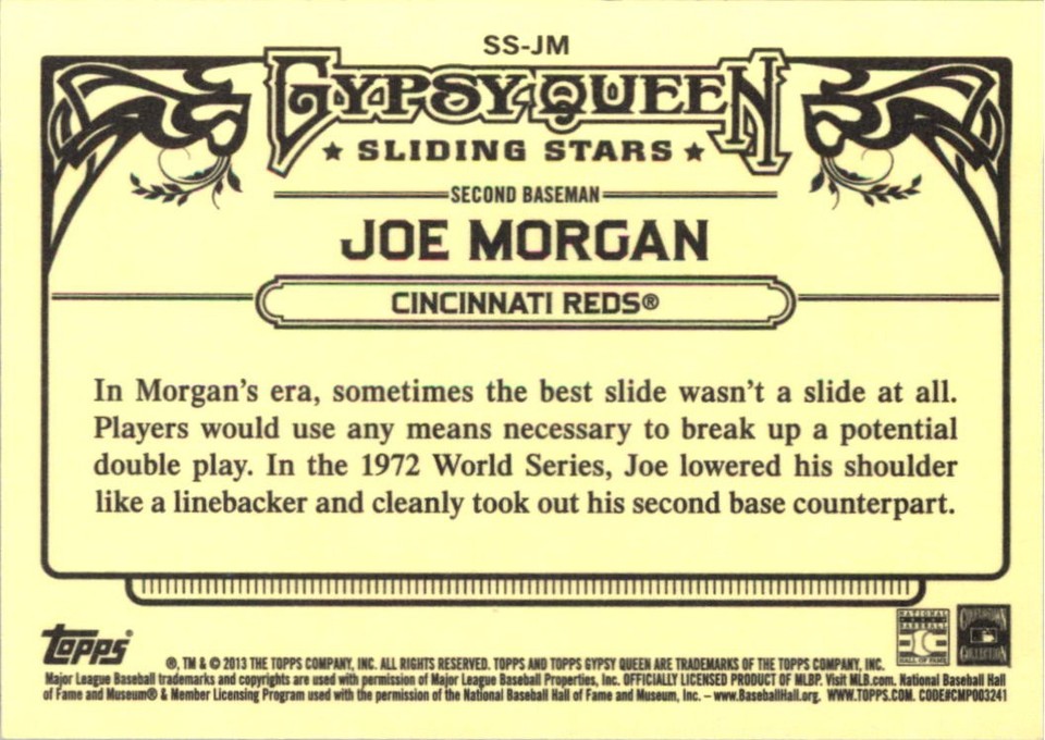 2013 Topps Gypsy Queen Sliding Stars #JM Joe Morgan - BB | eBay
