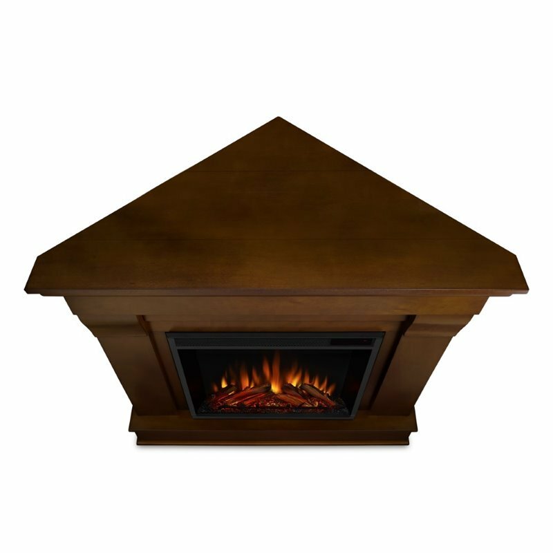 Real Flame Traditional Wood Chocolate Chateau Electric Corner Fireplace ...