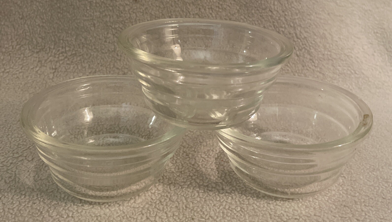 3 Vintage #58 Glasbake Small Custard Prep Bowls Clear Glass Ramekin ...