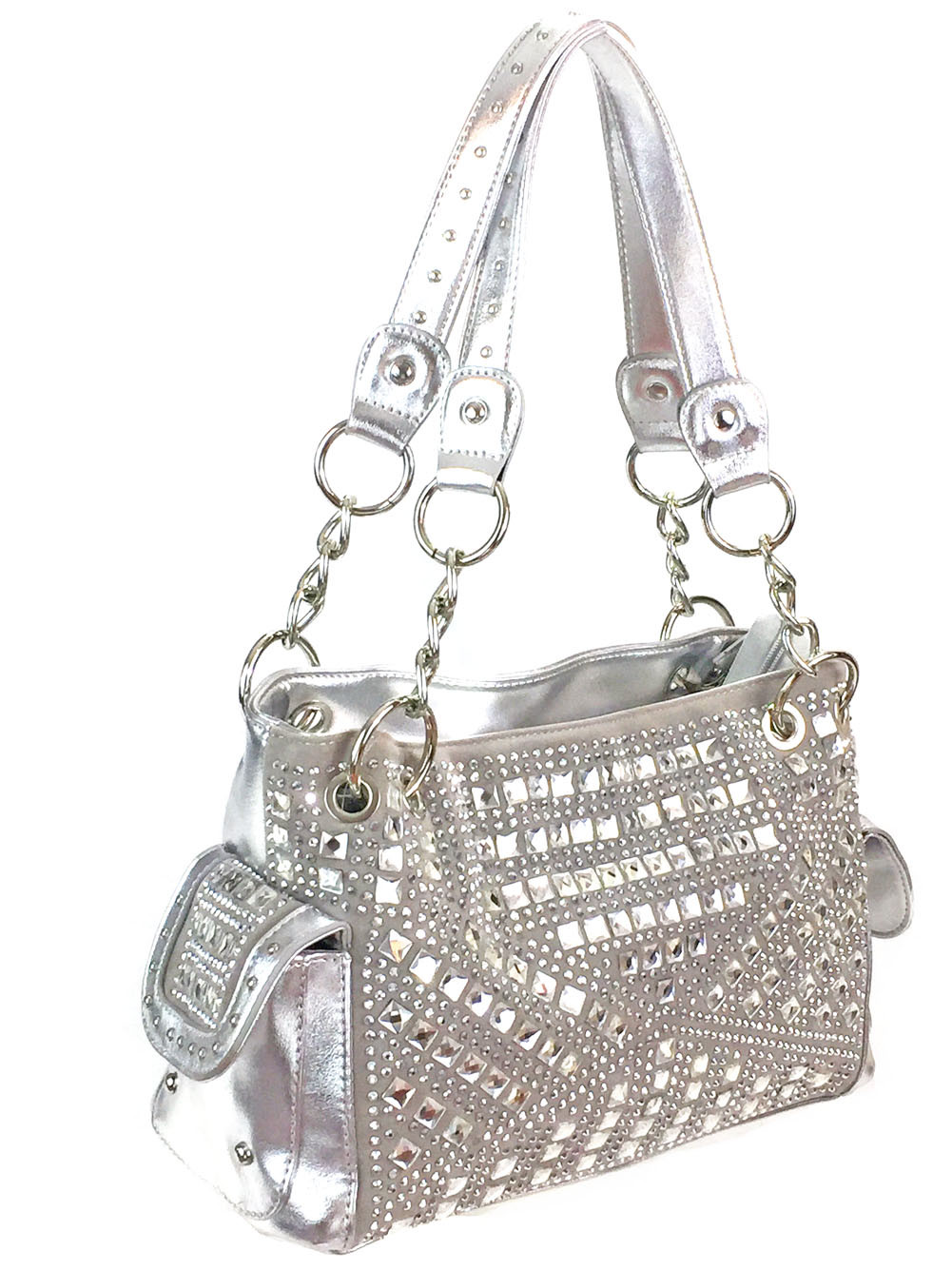 Zzfab Gem Studded Bling Purse Rhinestone Western Purse Silver B2226-SL ...