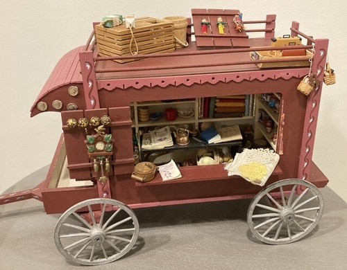 OOAK Vintage Artisan Peddlers Wagon Display Wood Caravan Shop ...