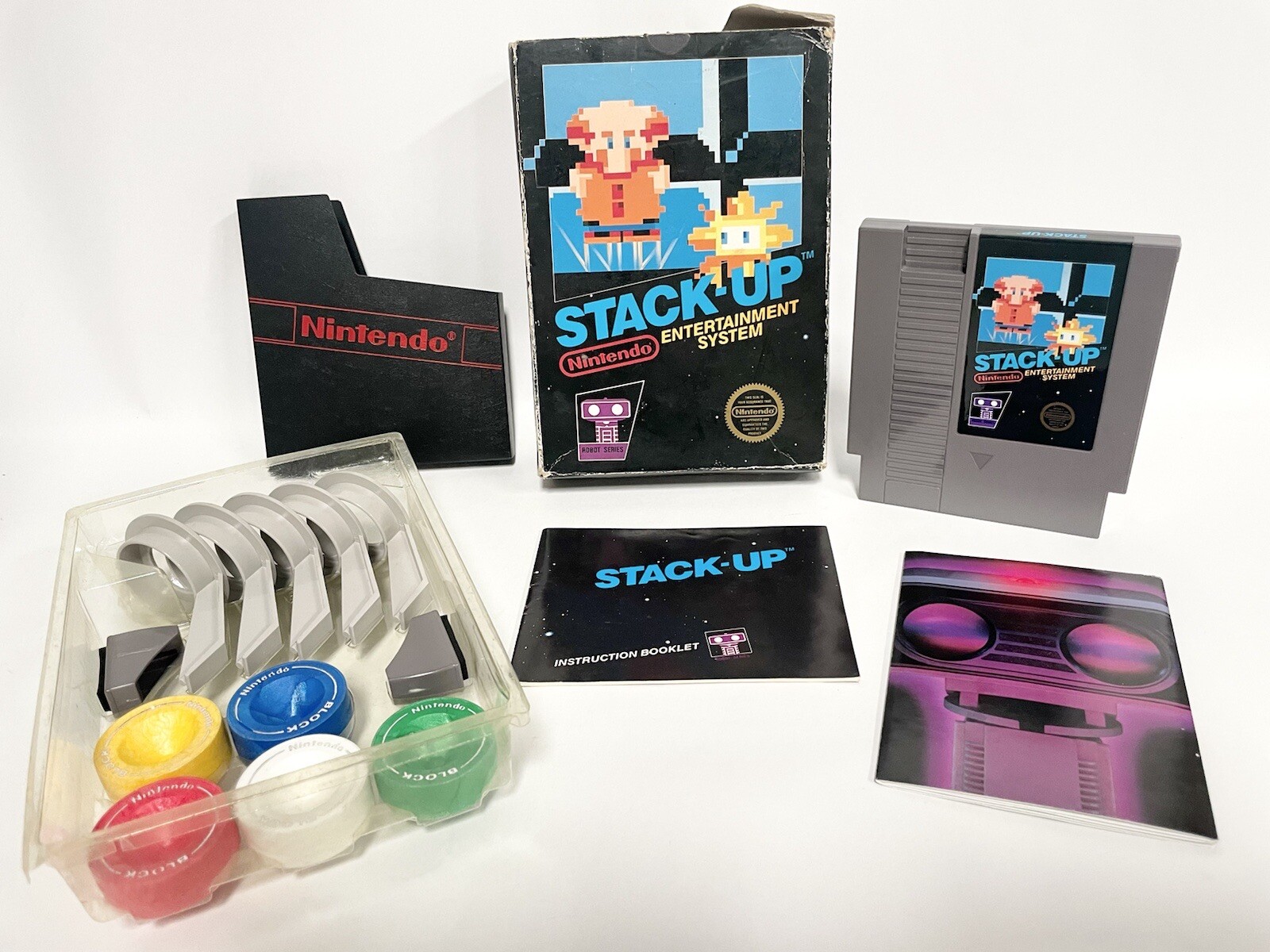 Stack Up Nintendo NES COMPLETE CIB+ All Accessories & Poster Acrylic ...