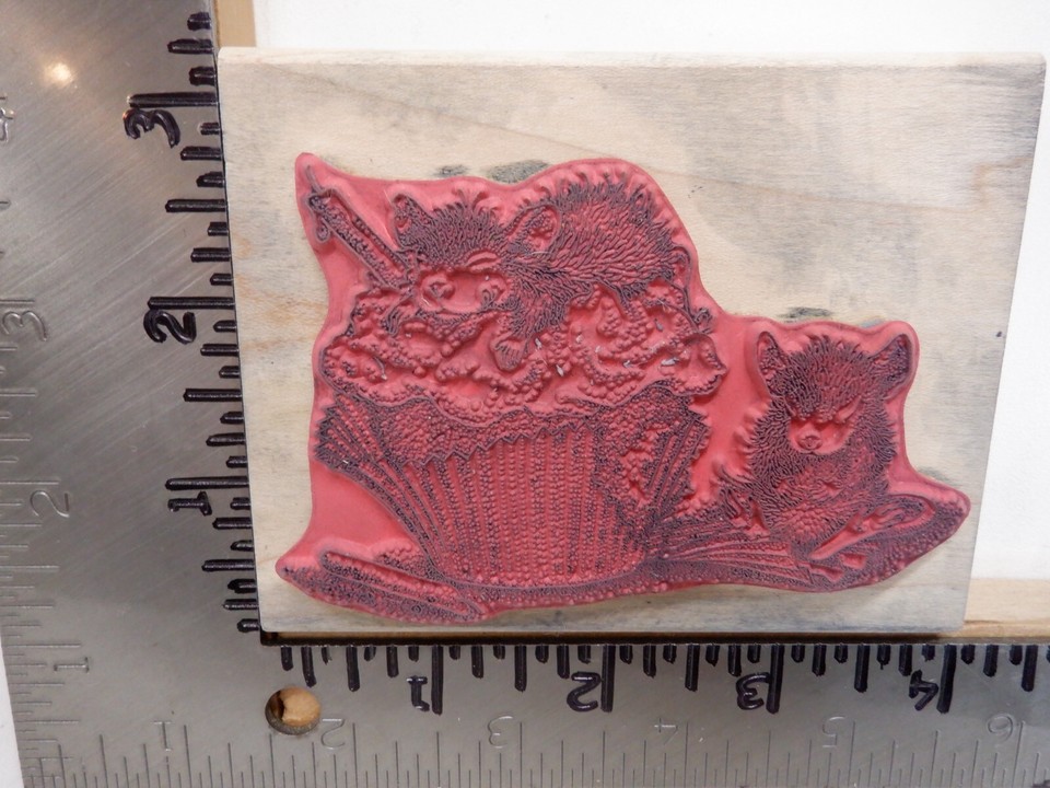 STAMPABILITIES BIRTHDAY CUPCAKE MUDPIE MUZZY HOUSE MOUSE RUBBER STAMP ...