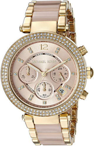 Michael Kors Parker Gold Dial Two Tone Steel Strap Watch for Women ...