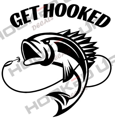 Get Hooked Fishing Vinyl Transfer Decal | eBay