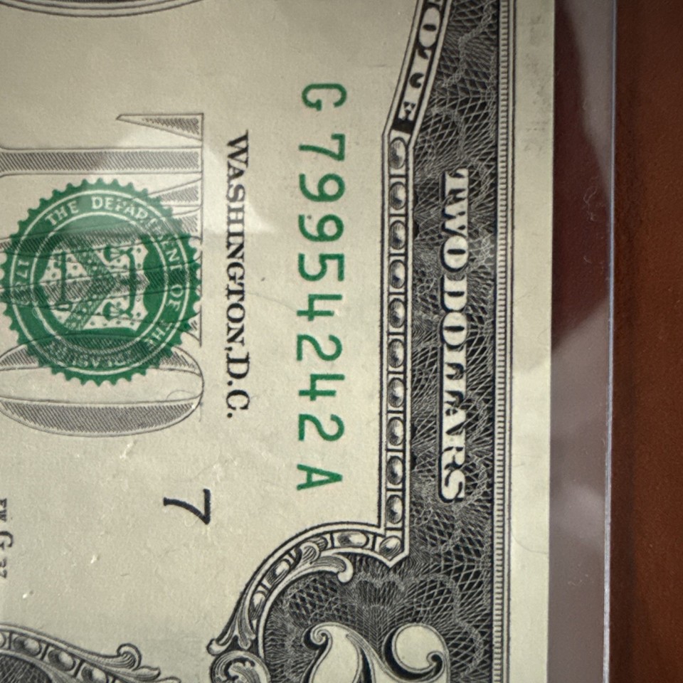 2017 US $2 Bill. Repeater Serial Number. **highly Collectible**💰🍀💰🍀🤑💰💵💸 ...