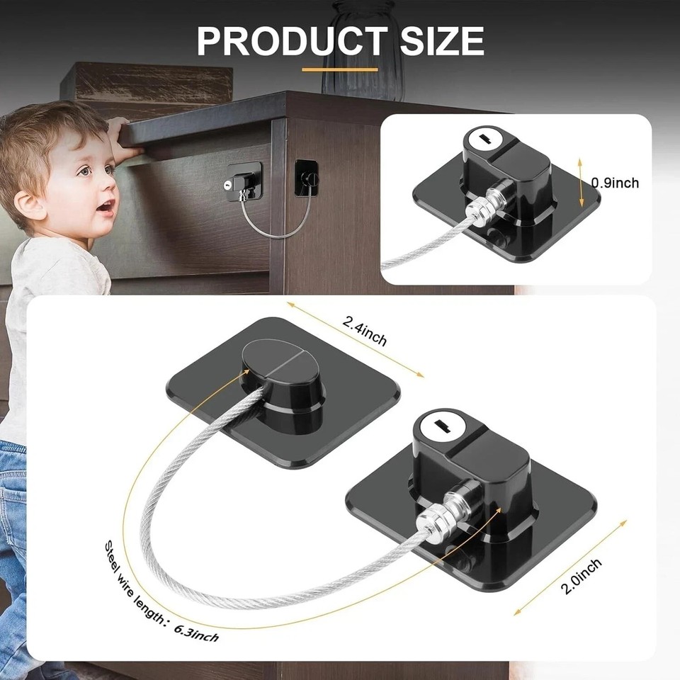 2 Pack Fridge Lock Freezer Lock with 4 Key for Child Safety ...