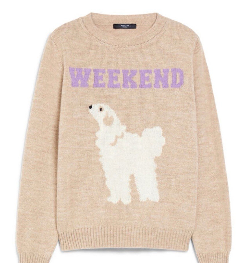 NWT $365 Weekend Max Mara Ombrosa Dog Sweater Beige Sz MED FREE SHIP | eBay