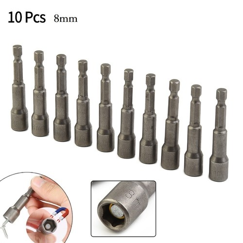 10Pcs 8 Mm Magnetic Tech Screw Driver Tek Bit Drill Nut Setter Roofing ...