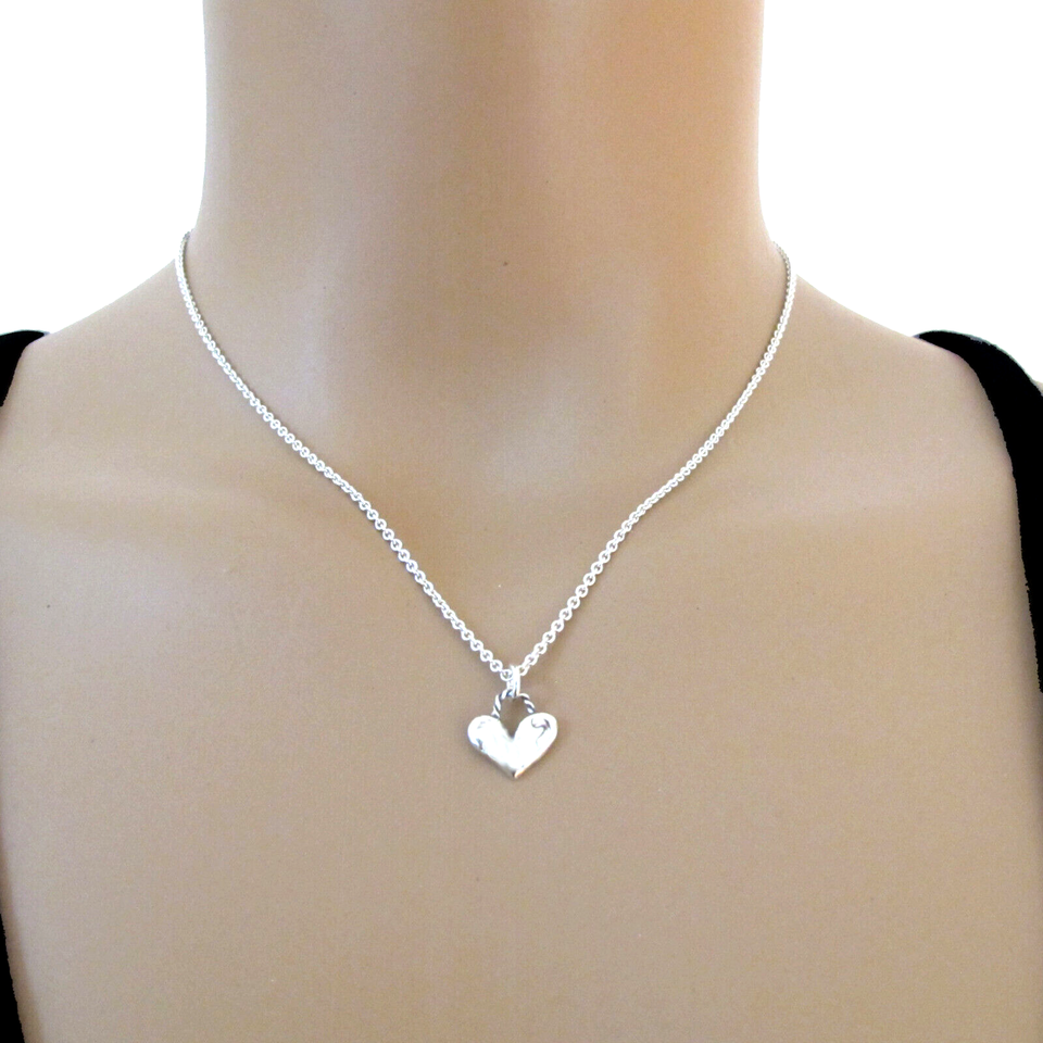 djs Sundance Sterling Silver Tiny Heart Charm Chain Necklace Love ...