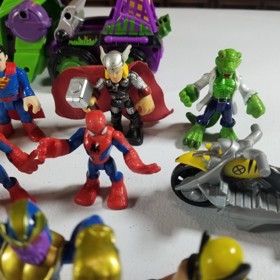 Imaginext Marvel Spiderman Thanos Ironman Thor Wolverine Hulk Lot Bike ...