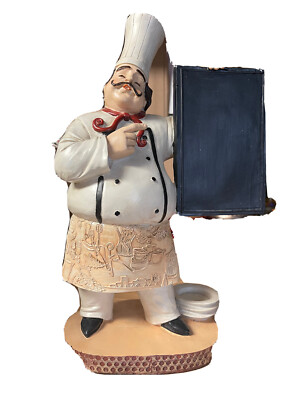 Vintage Fat Italian French Statue With Chalk Board Chef Cooking Bon ...