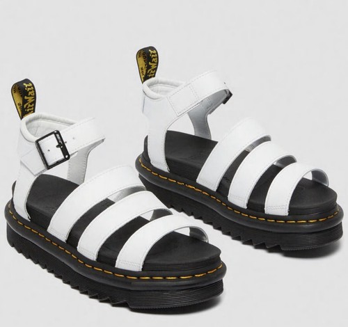 DR. MARTENS DOC DM BLAIRE HYDRO LEATHER STRAP SANDALS WHITE WOMEN’S ...