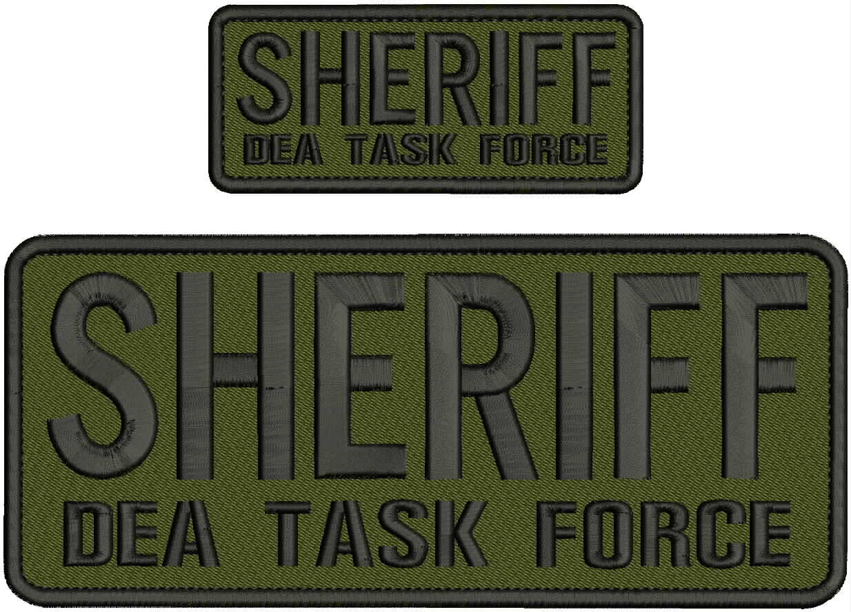 SHERIFF DEA TASK FORCE EMBROIDERY PATCH 10X4 AND 5X2 HOOK ON BACK OD ...