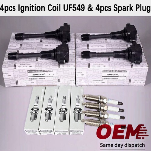 4 Pack Ignition Coil UF549 + Spark Plug Kit For Sentra L4 1.8L 2.0L 2 ...