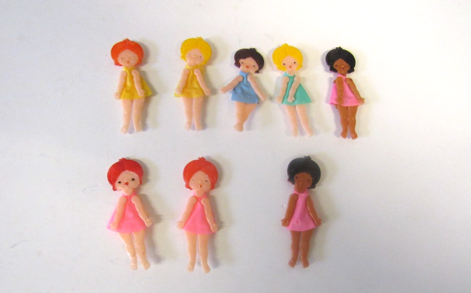 Vintage Skinny Flat Flatsy Mini Poseable Dolls Lot of 8 | eBay