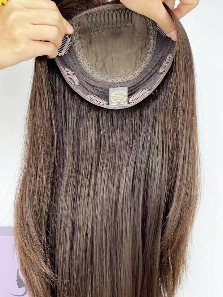 Peluca Kosher Sheitel 8"x8" Judía Top Cabello Humano Top Seda Pieza ...