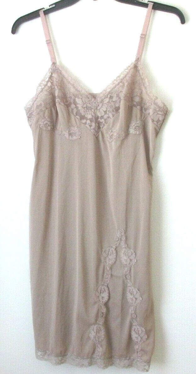 Women's Sears Full Slip S Tan/Brown Lace Trim Bodice … - Gem