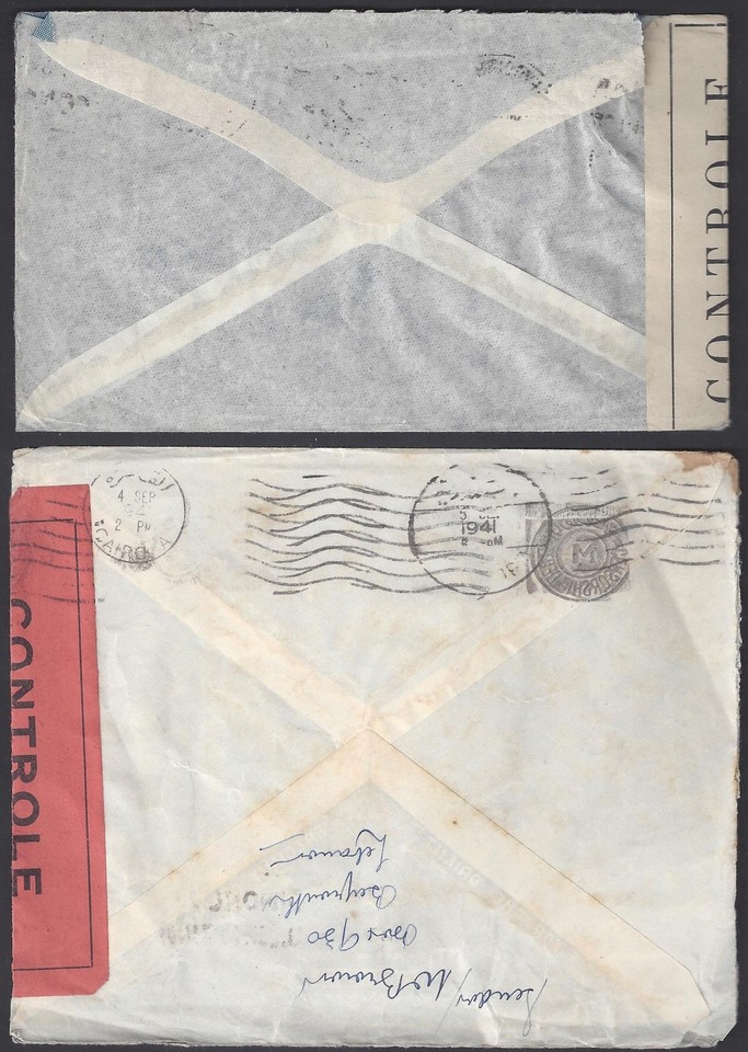 LEBANON 1941 1946 TWO WARTIME CENSORED COVERS TO HIOLLYWOOD CAL & TO ...