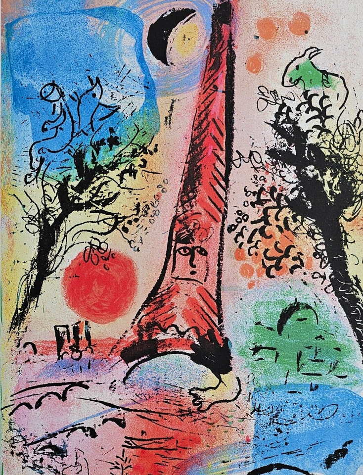 MARC CHAGALL Vision of Paris SIGNED HAND NUMBERED 551/2400 LITHOGRAPH ...