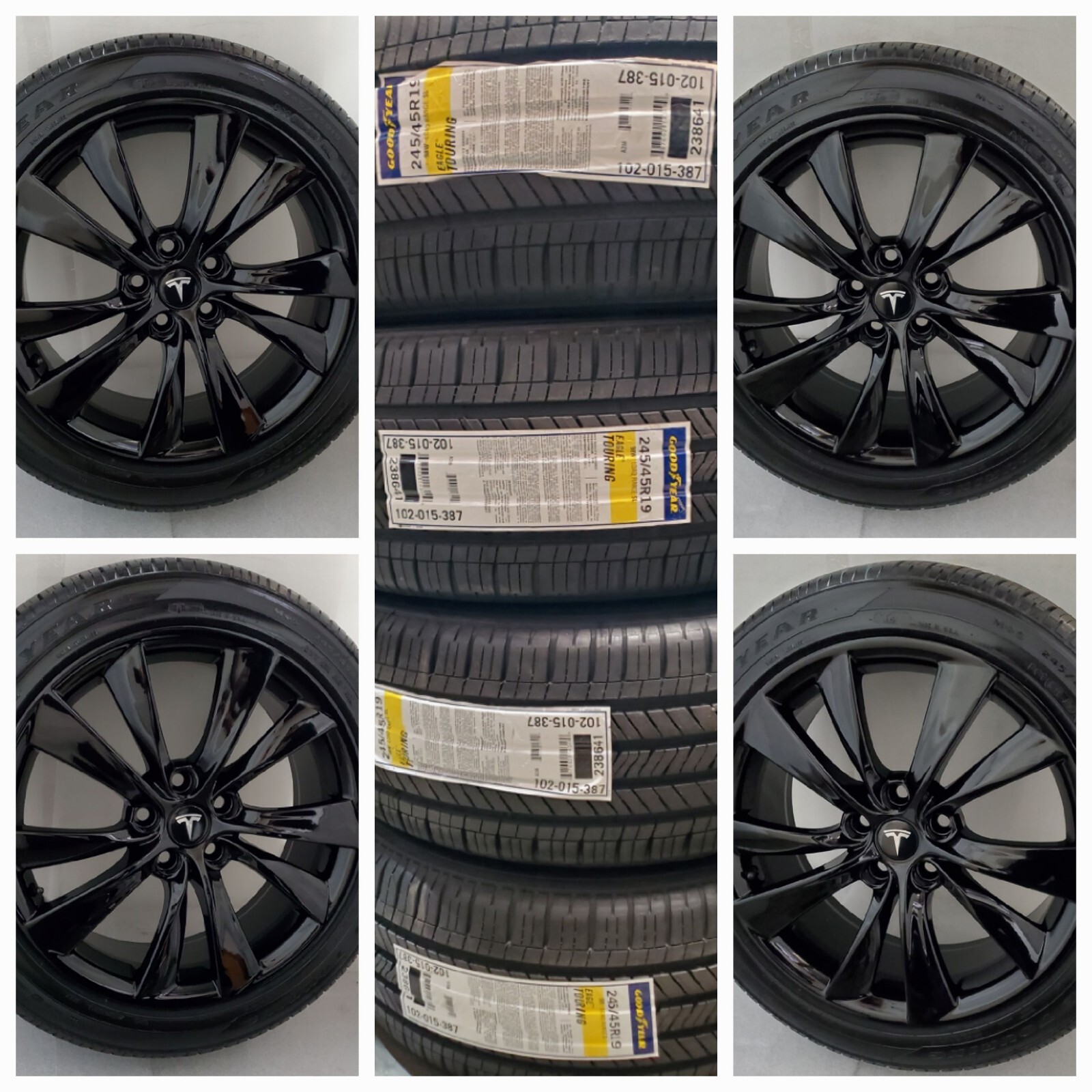 New Tires + OEM 19" Tesla Model S Gloss Black Original Wheels Rims ...