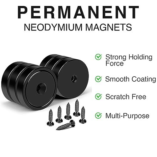 Strong Magnets with Hole, 100LB+ Heavy Duty Neodymium Cup Magnets with ...