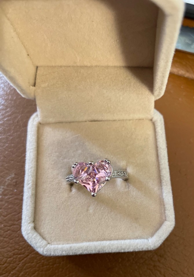 Pink CZ Heart Ring Beautiful Design | eBay