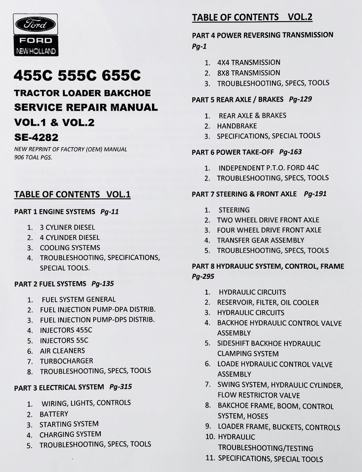 Ford 455C 555C 655C Tractor Loader Backhoe Service Repair Shop Manual ...