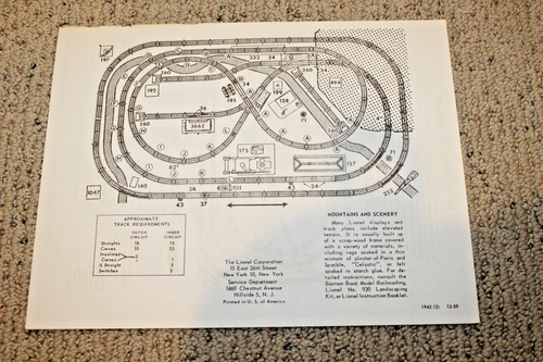 Lionel Postwar Super O Train Layouts 5ft x 9ft Instruction Sheet #1942 ...