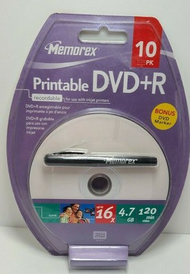 Memorex Printable Recordable DVD+R 10 Pack with Marker Free Shipping | eBay